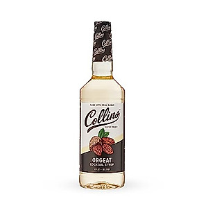 Collins Orgeat Syrup, Orgeat Simple Syrup, Real Sugar Cocktail Syrups, Soda Water Flavors, Cocktail Mixers, 32 Ounces, Set of 1