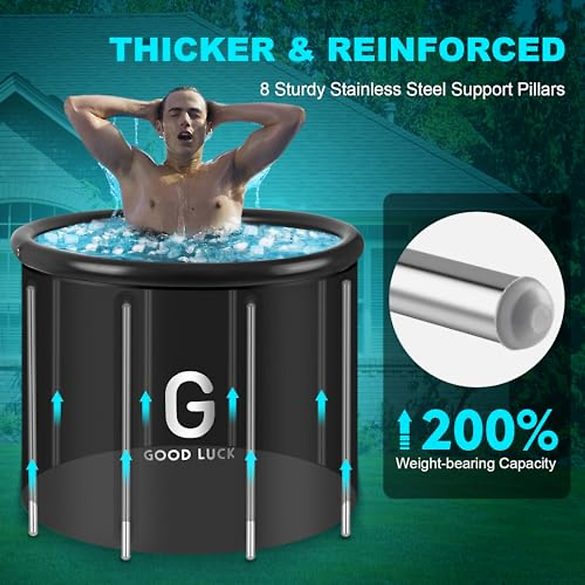 Ice Bath Tub for Athletes, Upgraded Cold Plunge Tub Outdoor, Portable Ice Bath for Cold Water Therapy Training, Ice Cold Therapy Bath, Adult Spa for Ice Baths and Soaking, QEGNOBOK 34" Ice Bathtub