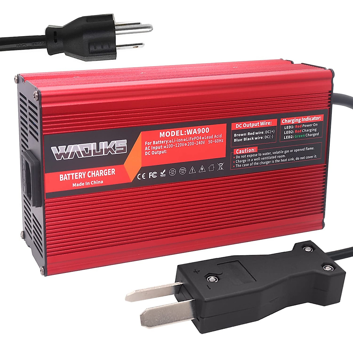 36V 15A Golf Cart Battery Charger with Crows Foot Plug for EZGO Club Car Yamaha