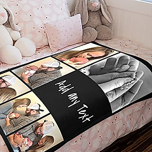 Personalized Picture Text Throw Blanket Custom Blankets with Photos Customized Valentine's day Wedding Christmas Birthday for Father Friend Couples Boyfriend Girlfriend Mothers Sister Dogs 50"x40"