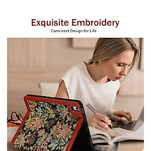 KUAELEN Case for iPad Air 11 inch M2 2024 Air 6th/ 5th Generation 2022 /Air 4th Generation 2020 10.9 Inch with Pencil Holder [Support Touch ID and iPad 2nd Pencil Charging]-Winter Jasmine