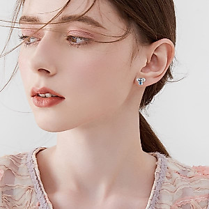 Koala Earrings 925 Sterling Silver Cute Koala Bear Heart Crystal Earrings Small Animal Stud Earrings for Women