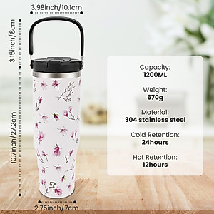 Riley Joy 40 oz Personal Style Stainless Steel Tumbler with Leak-Proof Lid and Straw, Double-Wall Vacuum Insulated Travel Mug for Coffee, Iced Tea, or Water - Ideal for Commutes and Outdoor