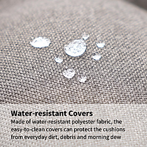 LebenLiebe Outdoor Chair Cushions Set of 2 Square Tufted Seat Cushions with Ties Thick Seat Chair Pads for Patio Furniture 19"x19",Medium Grey