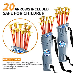 TEMI 2 Pack Set Kids Archery Bow Arrow Toy Set Outdoor Hunting Play with 2 Bow 20 Suction Cup Arrows 2 Target & 2 Quiver, LED Light Up Function Toy, Outdoor Toys for Kids, Boys & Girls Ages 3-12
