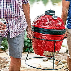 Kamado Joe KJ13RH Joe Jr. 13.5 inch Portable Charcoal Grill with Cast Iron Cart and Heat Deflectors, Blaze Red
