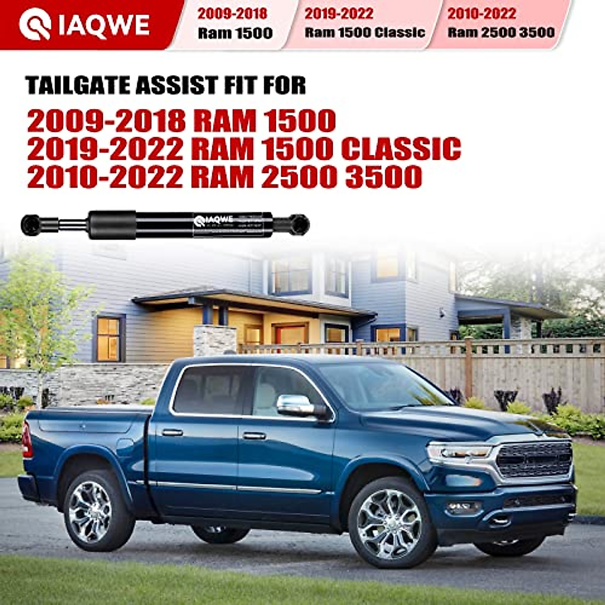 Truck Tailgate Assist Shock 43301 Compatible with 2009-2018 Dodge Ram 1500, 2010-2022 Dodge Ram 2500/3500, 2019-2022 Dodge Ram 1500 Classic