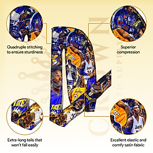 Afro Design Durag Silky 360 wave Du Rag with long tails and quadruple stitching. Pan African American Pride Style (Mamba 24 Collage)