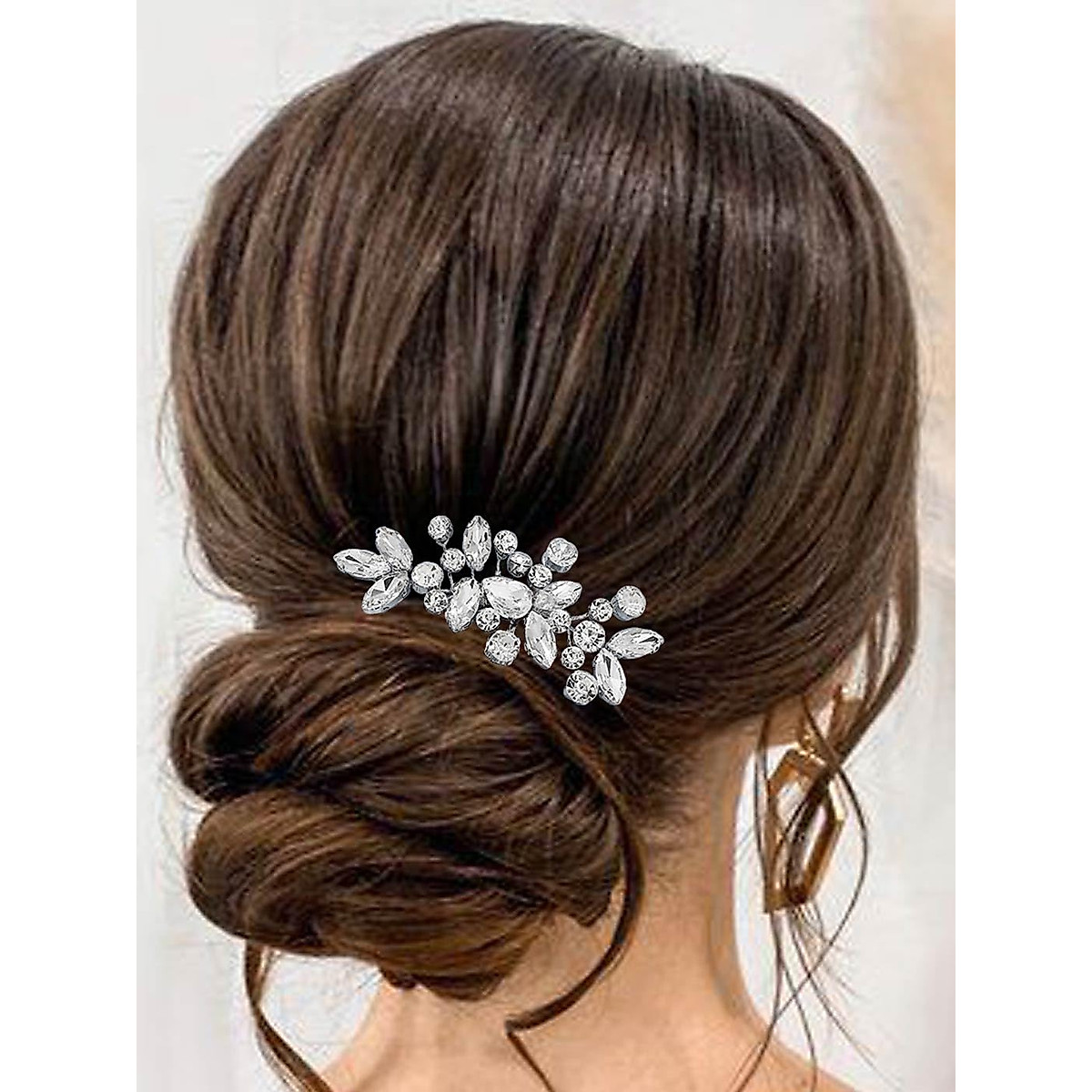 Catery Crystal Wedding Hair Comb Rhinestone Bridal Hairpieces Bridesmaid Clips Accessories for Brides and Women (A Silver)