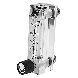 Panel Type Flowmeter, Material, Adjustable Rate for Gas Medium Measurement, Transparent Acrylic Body, LZM, 6T 2, 20LPM or 4, 40SCFH Gas Meter