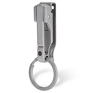 KeyUnity EDC Belt Keychain Clip Quick Release, Stainless Steel Duty Belt Key Ring Holder for Pants, Jeans, Trousers (Silver)