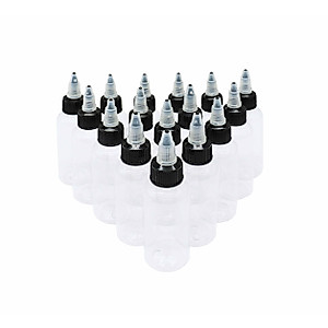HuoHuo 16Pcs 2 oz Bottles,PET Plastic Extruded Liquid Bottle,Hard Plastic Extruded Liquid Bottle,dropper,dispensing bottle,Laboratory wash Bottle,Watercolor Pigment Bottle, Ink Discharge Bottle(60ml)