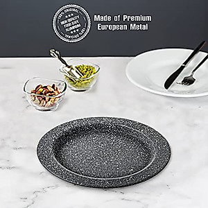 Kunefe Plate, Cooking and Serving Plates for Traditional Turkish Kunafa, Kadaifi, Kunafeh and Shredded Phyllo Kadayif Dough, Non-Stick Granite Dinnerware Tray, Dessert Plate Set of 3 (Small)