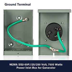 PAULINN 50 Amp Generator Power Inlet Box| NEMA 3R Power Inlet Box|125/250 Volt, 12500W, PB50, SS2-50P, Generator Plug| for Outdoor Receptacle, Generator Outlet| Weatherproof, ETL Listed