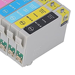 Ink Cartridge BK C M Y LC LM 6 Colors Printing Accessory Part Clear Printing Large Capacity Broad Utility for Photo Paper Document (T0811N/T0812N/T0813N/T0814N/T0815N/T0816N)