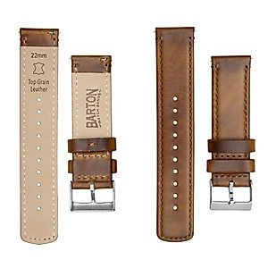 BARTON WATCH BANDS Barton 20mm Leather Watch Band for Men - Premium 20mm Watch Band Leather Design - Elegant 20mm Leather Watch Strap Replacement - Compatible with Most Men's Watches