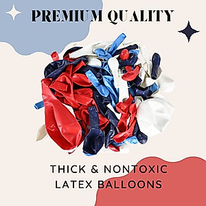 Red Blue White Balloons Garland Arch Kit Navy Blue Pearl Light Blue Red White Latex Balloon for Superhero Birthday Baseball Party Supplies Nautical Britain Sporting Events National Day Decoration