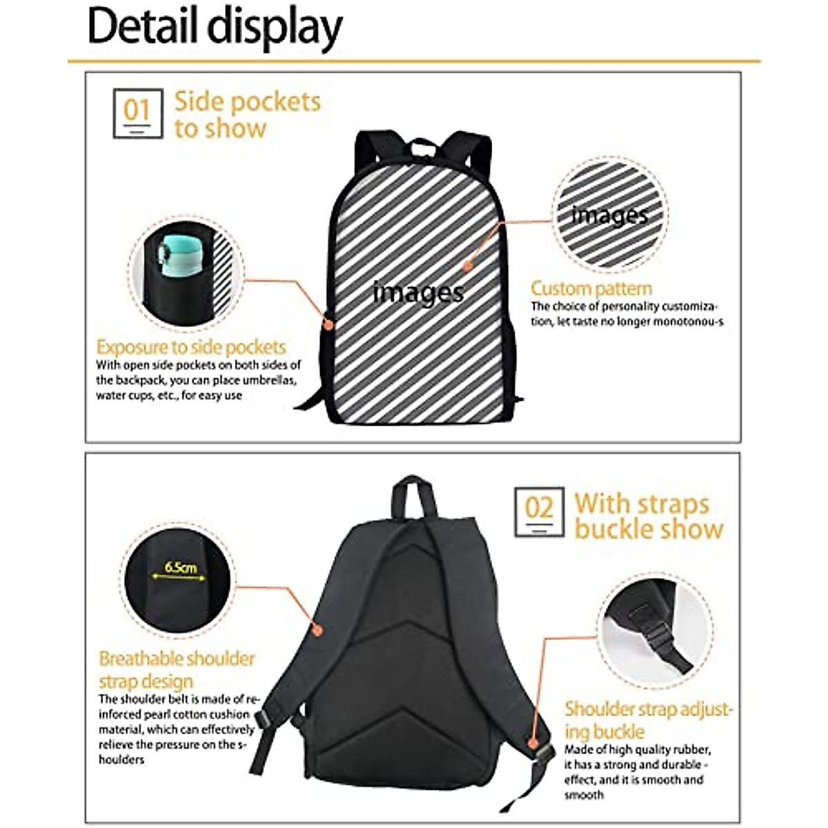 HUIACONG Sunflower Cow Backpack Boys Girls Bookbags for Camping Travel School Bag,American Flag Daypack Childrens Back Packs Young Bagpack