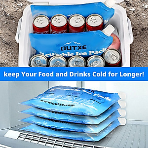 OUTXE Ice Pack for Cooler 4 -Pack Long Lasting Reusable Cold Freezer Packs for Coolers & Cooler Backpack