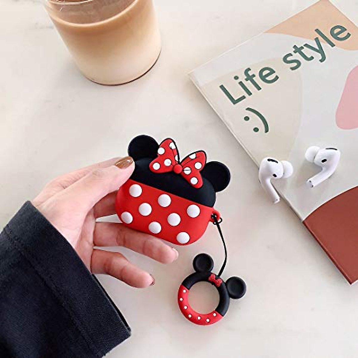 Minnie Mouse Airpods Pro Case, Kpurple for Cartoon Soft Silicone Airpod Pro (2019) Kawaii Funny Fun Cool Cover Air pods Cases for Girls Ladies Kids Teens (Airpod Pro Minnie)
