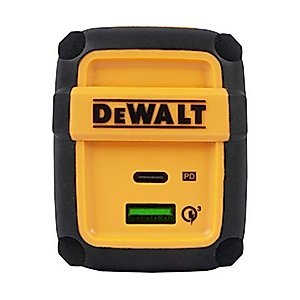DEWALT 2-Port USB PD Charger — Worksite USB C Charger Block — 49.5W Dual Port Fast Charger — USB Type C PD Foldable Wall Charger Plug for iPhone
