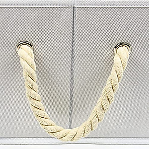 Casaphoria 3pcs Cube Collapsible Fabric Storage Bins with Rope Handles,Thicker Foldable Rectangular Canvas Storage Box with Lid for Shelves Organizing,Closet Storage Baskets Stackable for Wardrobe