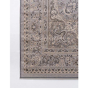 Unique Loom Reza Collection Traditional Persian Style Area Rug, 2 ft 2 in x 8 ft 2 in, Gray/Ivory
