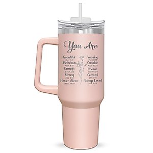 TEEZWONDER Gifts for Women, Mom - Mothers Day, Birthday, Religious, Inspirational, Thank You Gifts for Women Christian, Mom, Friends, Coworkers - You Are 40 oz Insulated Tumbler With Handle And Straw