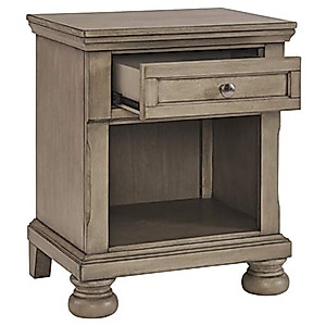 Signature Design by Ashley Lettner Modern Traditional 1 Drawer Nightstand, Light Gray