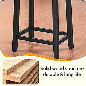 PayLessHere Bar Stools Set of 2 of PU Leather Barstools for Kitchen Counter Solid Wooden Saddle Stool 24”H Height Bar Stool