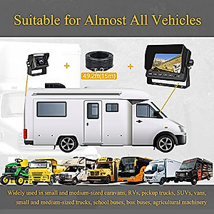 Backup Camera for Trucks, VECLESUS V5M Rear View Camera System, 5" LCD Screen with Waterproof Night Vision Rear Camera for Truck, RV, Trailer, Bus, Harvester, Pickup, Motorhome, Van, Large Vehicles