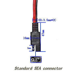 14AWG SAE DC Power Automotive Connector Cable Y Splitter 1 to 2 SAE Extension Cable, Fit for Suitable for Solar Battery Connection and Transfer 12inch/30cm - with Protective Cover