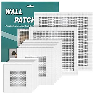 14pcs Drywall Repair Kits, 2/4/6/8 Inch Self Adhesive Fiberglass Mesh Dry Wall Patches Aluminum Sheet Plaster Wall Hole Repair Patches for Quick Fix Broken Walls Repair or Ceiling Filler