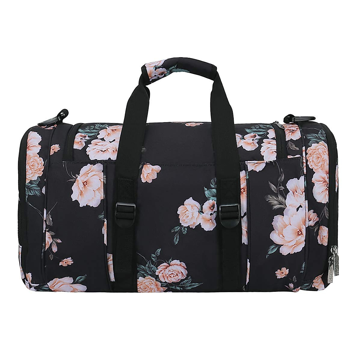 MOSISO Sports Duffel Peony Gym Bag with Shoe Compartment for Men/Women Dance Travel Weekender, Black