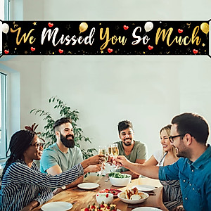 Welcome Home Decorations We Missed You So Much Banner, Black Gold Welcome Back Family Yard Sign Party Supplies, Deployment Returning Military Army Homecoming Party Decor