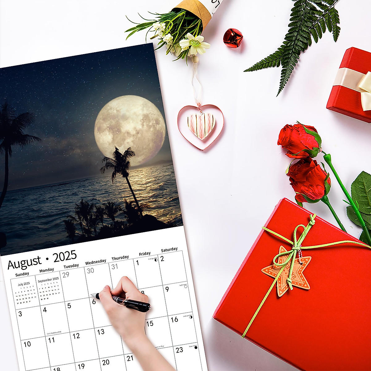 2024 Wall Calendar,Calendar 2024, July 2024 - December 2025, Wall Calendar Moon, 12" x 24" Opened,Full Page Months Thick & Sturdy Paper for Gift Perfect Calendar Organizing & Planning
