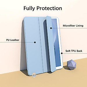 Case for iPad Mini 5(2019 Released), Lightweight Slim Soft TPU Trifold Stand Smart Cover, Auto Sleep/Wake Case with Pencil Holder for iPad Mini 5th Generation 7.9 Inch, Light Blue