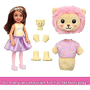 Barbie Cutie Reveal Chelsea Doll & Accessories, Lion Plush Costume & 6 Surprises Including Color Change, Cozy Cute Tees Series