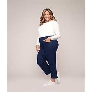 Alfred Dunner Womens Plus-Size Super Stretch Mid-Rise Average Length Pant, Medium Denim, 18W
