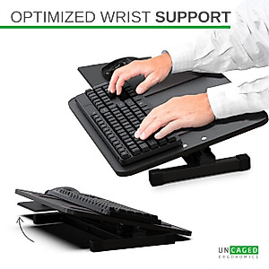 KT3 Ergonomic Computer Keyboard Stand Adjustable Height Angle Negative Tilt for standing up raise keyboards to standing height sit stand up on desk riser holder tray platform lift above desk black