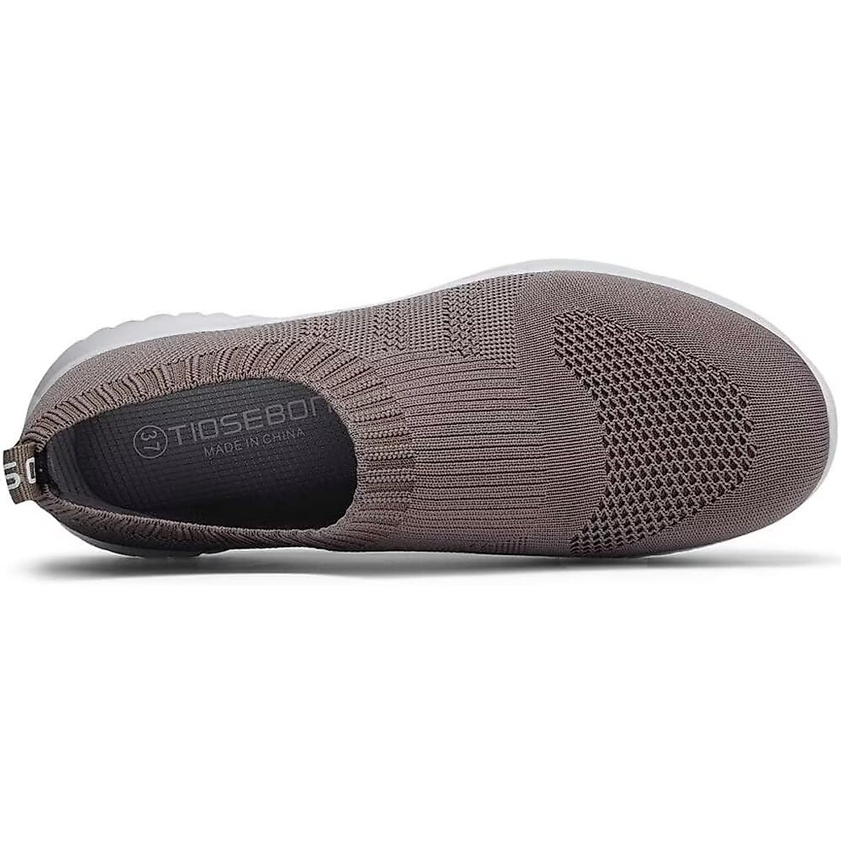 LANCROP Women's Lightweight Walking Shoes - Casual Breathable Mesh Slip On Sneakers Wide 12 US, Label 44 Brown