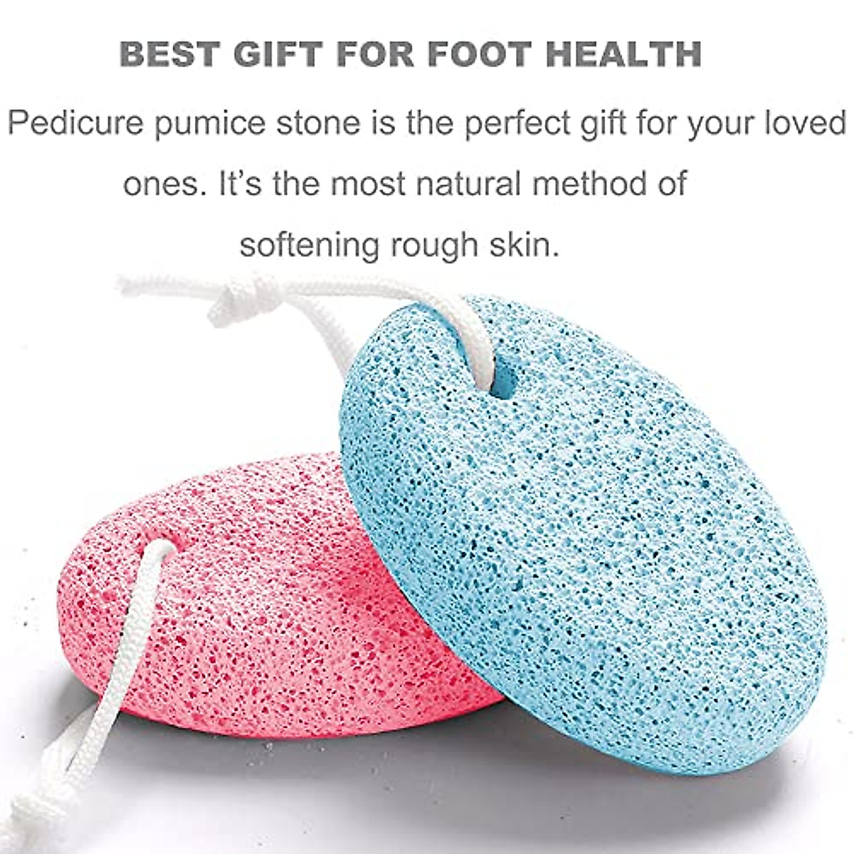 Natural Foot Pumice Stone for Feet, Borogo 2-Pack Lava Pedicure Tools Hard Skin Callus Remover for Feet and Hands -Red&Blue
