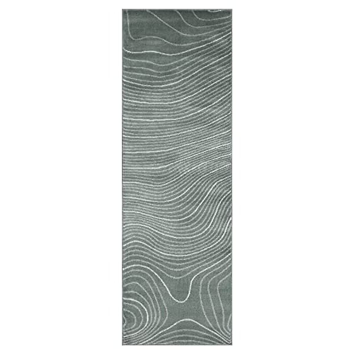 SUPERIOR Indoor Runner Rug, Modern Abstract Decor for Living/Dining Room, Office, Bedroom, Entryway, Kitchen, Dorm, Playroom, Hardwood Floor Throw, Jute Backing, Veer Collection, 2' 7" x 8', Slate