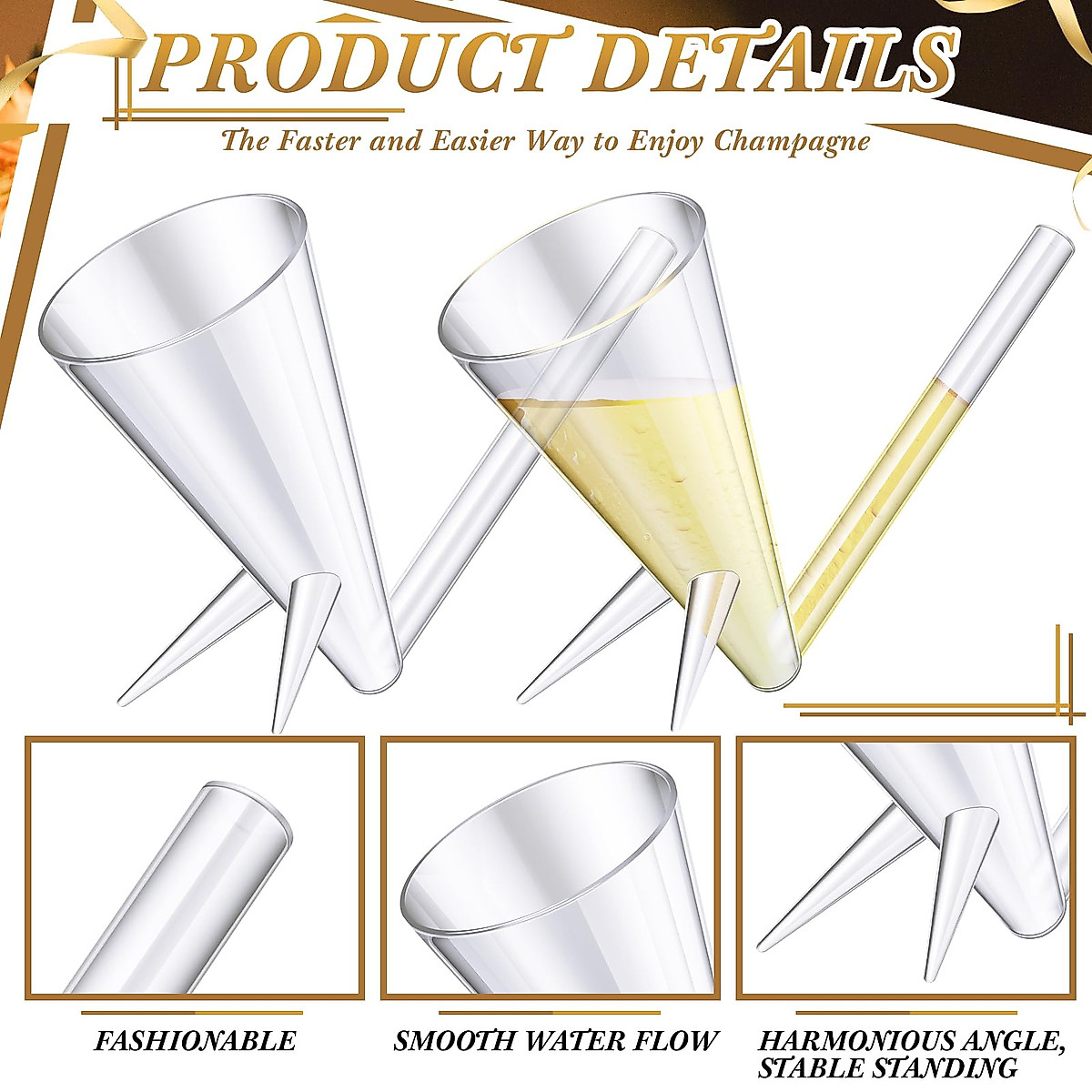 Gerrii 12 Pcs Champagne Shooter Champagne Glasses with Stand Reusable Champagne Shooter Unbreakable Acrylic Champagne Flute Shooter for Bachelorette Party Gifts (Clear)