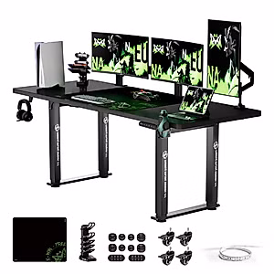 Klobel X-Win Electric Height Adjustable Standing Desk, 71" x 31.5" Inch 4-Leg Ergonomic Sit to Stand Desk for Home Office, Powerful Dual Motor Work Desk, Carbon Fiber Textured Black