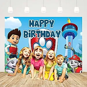 Dog Theme Backdrop Blue Sky White Clouds Photograph Background Grils Boys Party Banner Supplies Props 60x40in