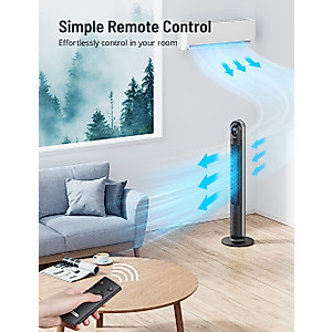 Tower Fan, Paris Rhône Oscillating Tower Fan with 12 Speeds, 24H Timer, 3 Modes, LED Display, Remote Control, Quiet Operation, Portable Bladeless Fan for Bedroom, Living Room, Home Office