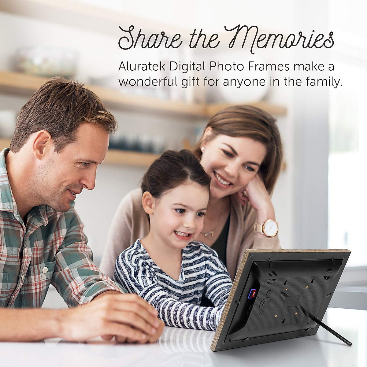 Aluratek 13" Distressed Wood Digital Photo Frame with 8GB Built-in Memory, 2 Interchangeable Frames, USB/SD/SDHC Supported, Built-in Clock & Calendar, Non-WiFi