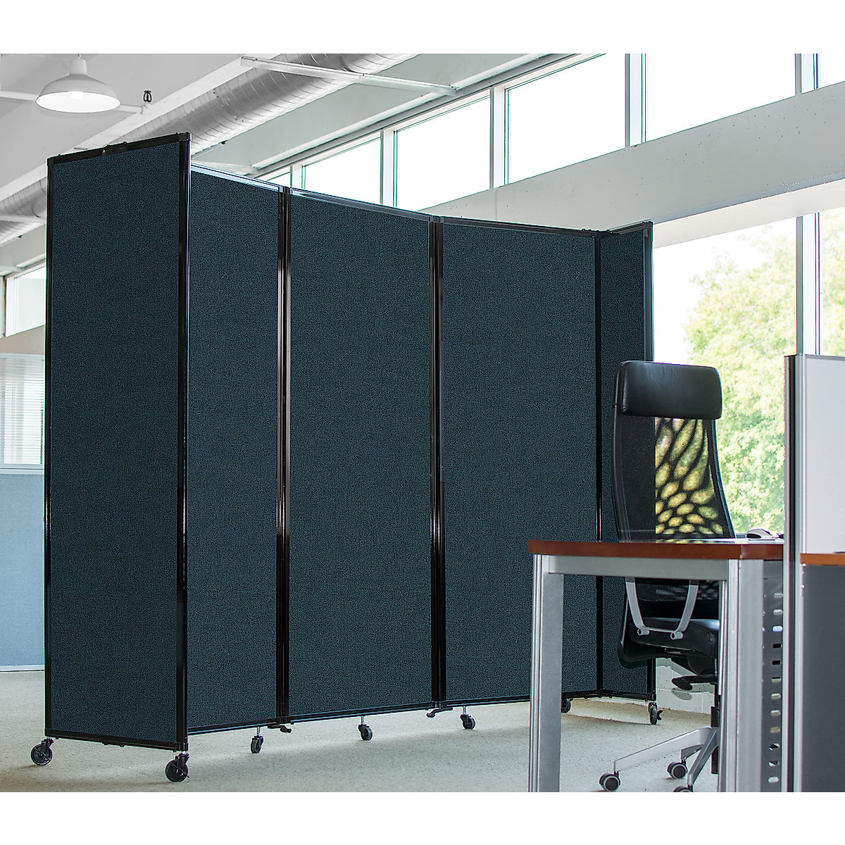 Versare Room Divider 360 Portable Wall Partition | Folding Panels | Large Freestanding Divider | Locking Wheels | Temporary Room Separator