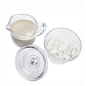 Nicunom Glass Sugar and Creamer Set for Coffee and Tea, Clear Cream Pitcher and Sugar Bowl with Lid, Cream Jug Sugar Jar, Coffee Serving Set